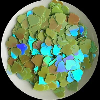 Блестки сердечки AB Light Green, 10г