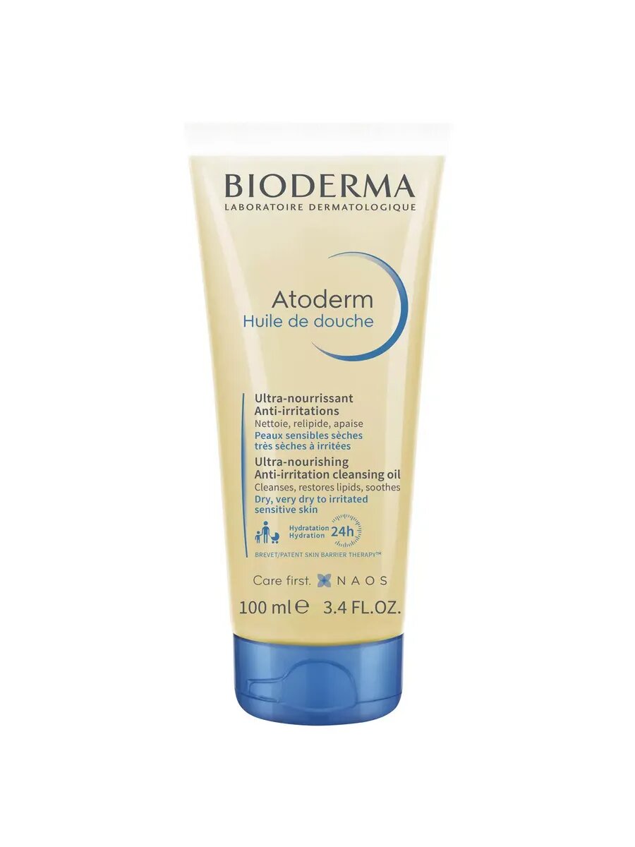 Масло для душа Bioderma "Atoderm", гипоаллергенное, увлажняющий эффект, 100 мл