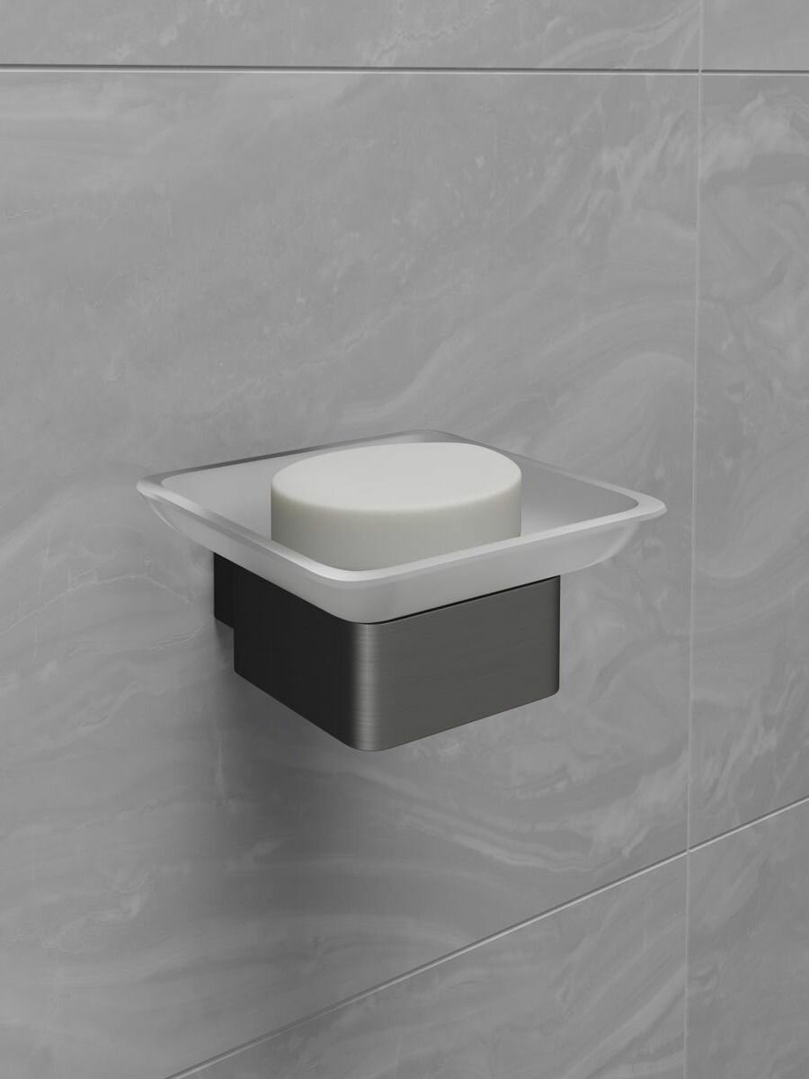 Мыльница Lemark SMOOTH LINE для ванной и кухни, настенная, подвесная, графит 9746018