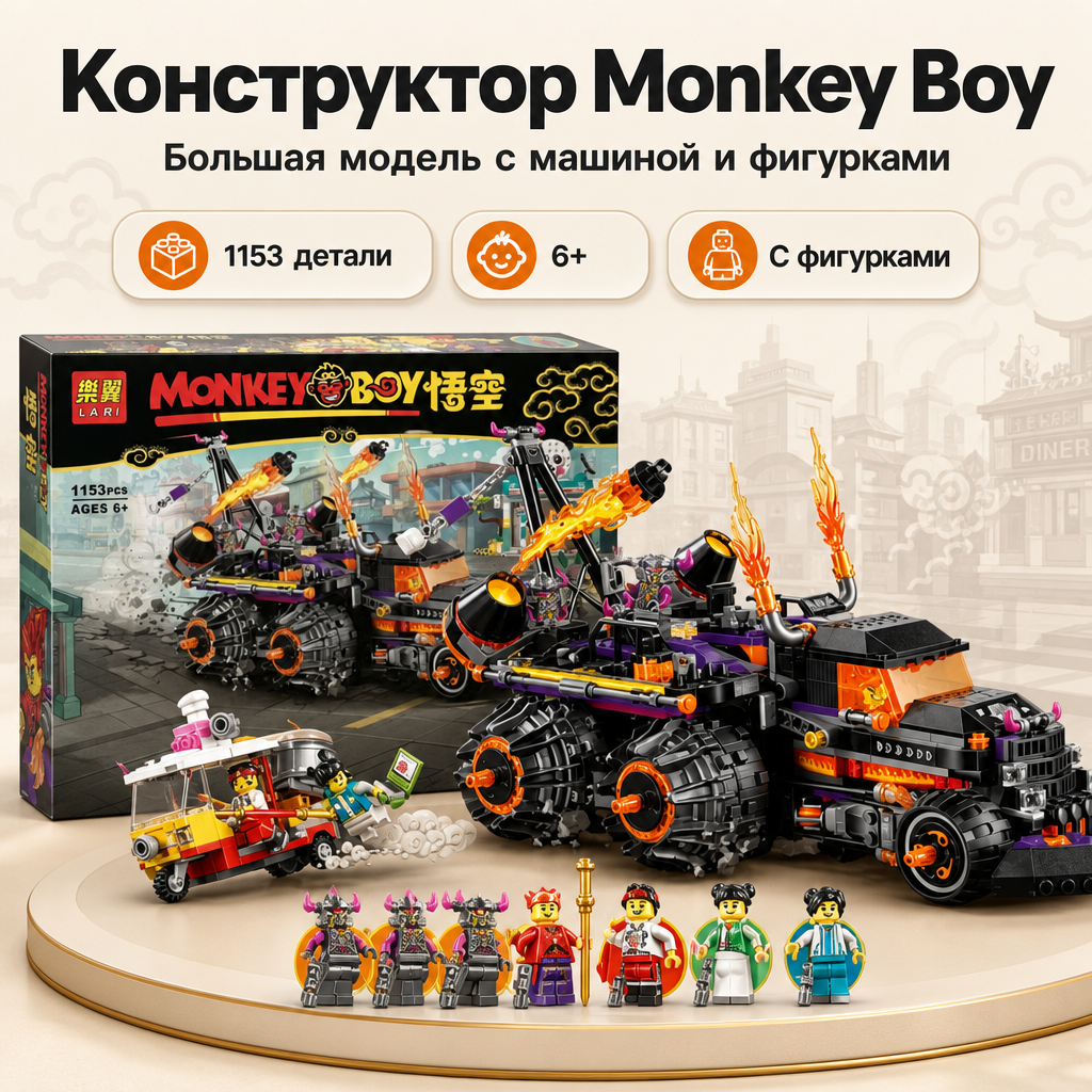 Конструктор Monkey Boy, 1153 детали, подарок для детей и взрослых