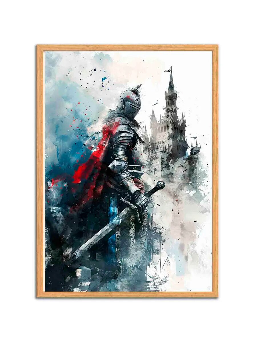 Панда-животное-рыцарь 1, Плакат 30x42см