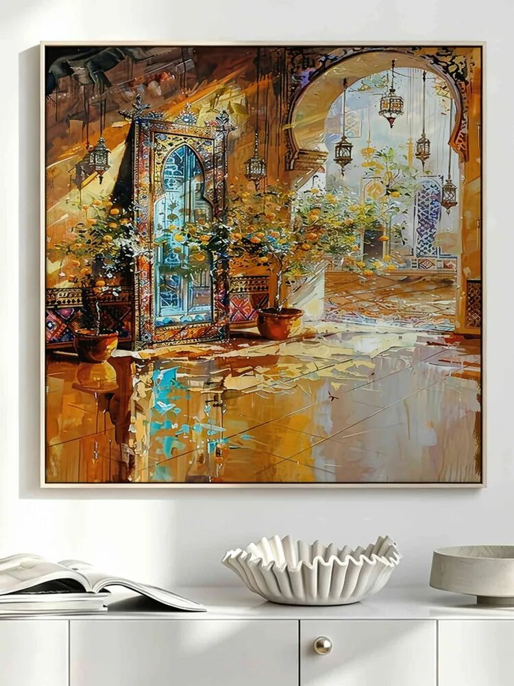 Картина "арабский интерьер с лампами и растениями" 40x50 см