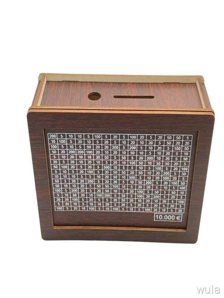 Копилка для денег Brown деревянная с сеткой на 10000 евро 19x16 см для детей подарок