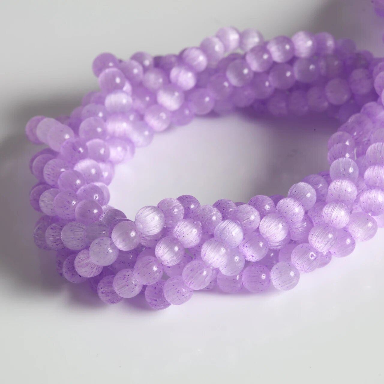 Стеклянные бусины «Кошачий глаз» 4/6/8 мм 6mm 180pcs, Сиреневый, Light Purple