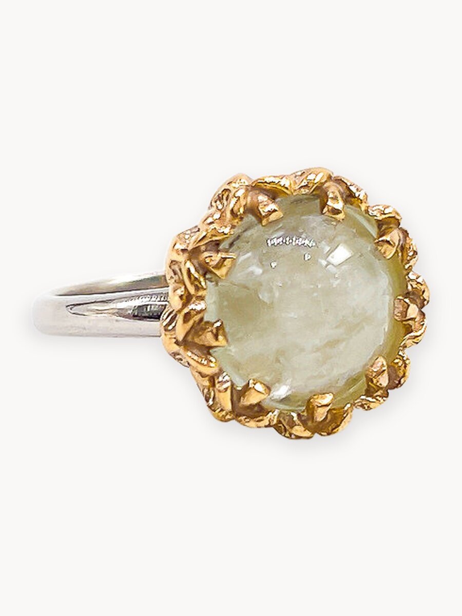 Кольцо, серебро, 925 проба, золочение, аквамарин