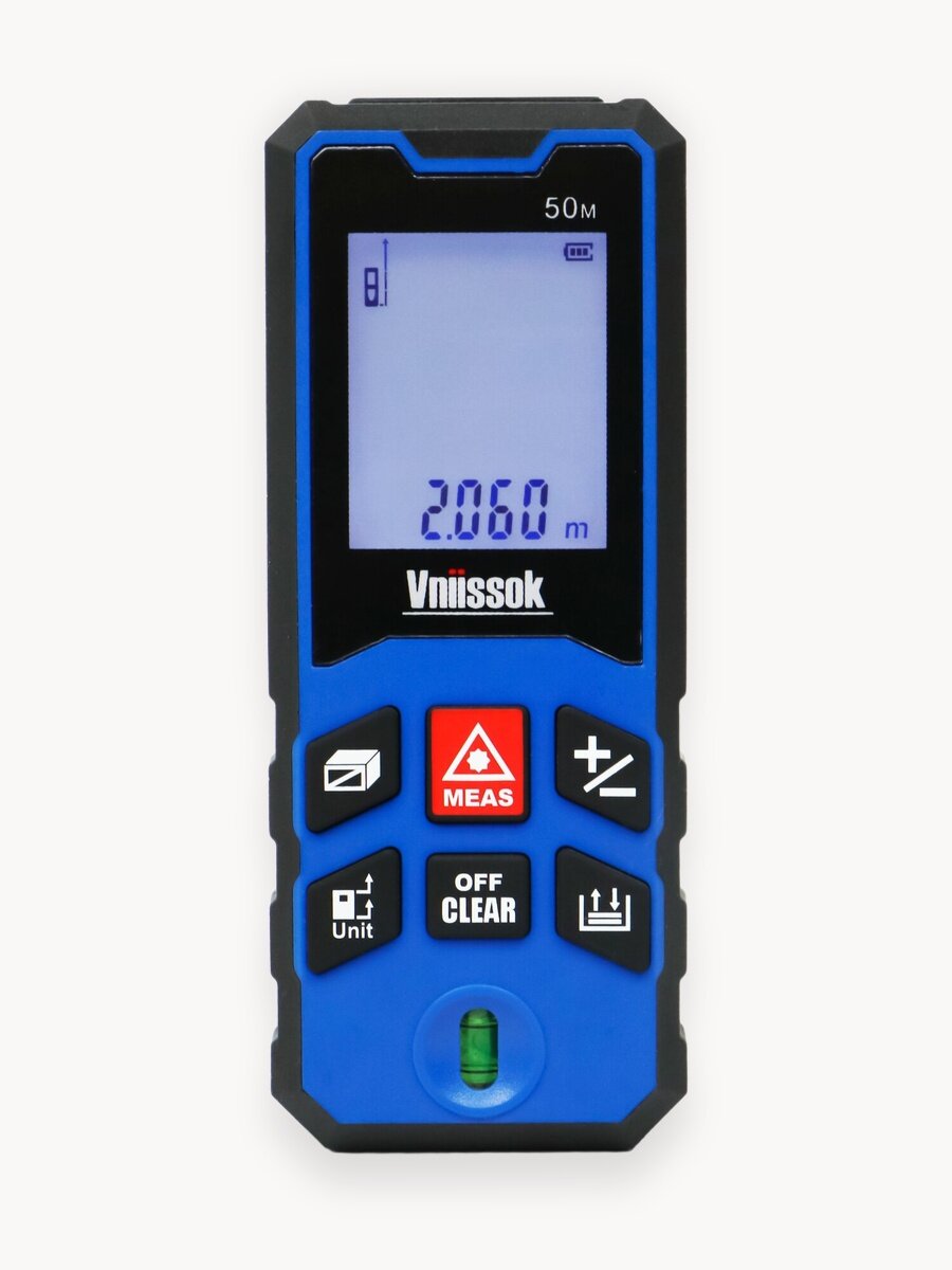 Дальномер лазерный Vniissok VLD-60, погрешность 1 мм, с уровнем, синий