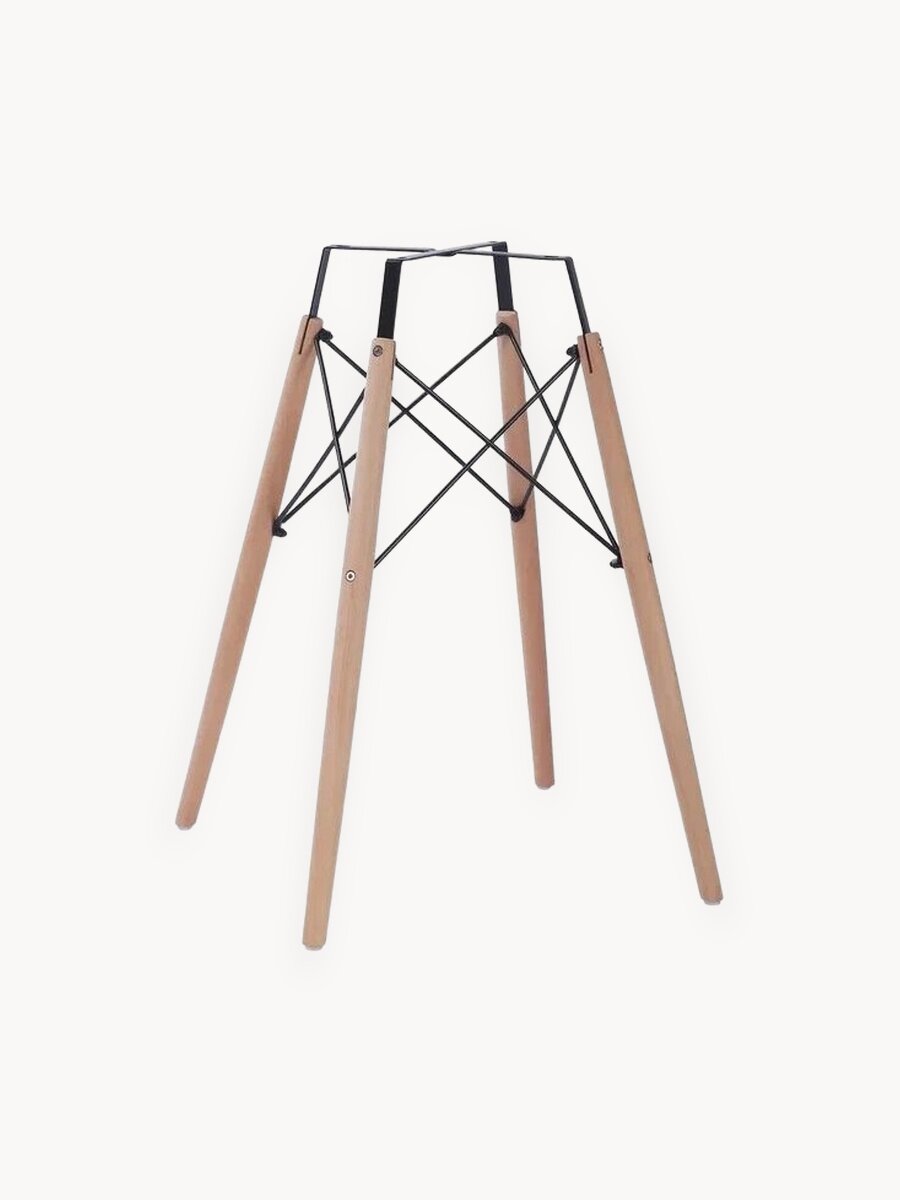 Ножка для стола в стиле EAMES 750, подстолье из массива дерева с металлическими ножками 75 см высота, Лофт