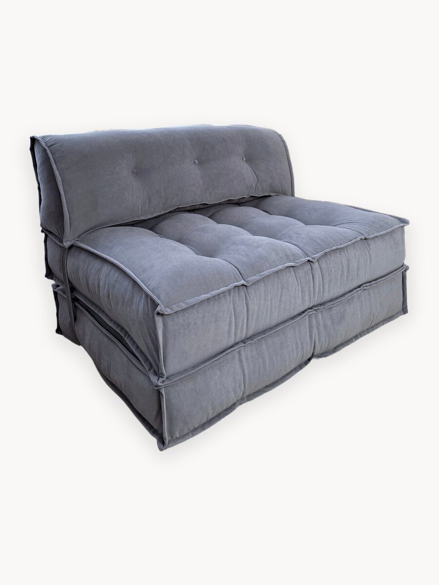 Диван-кровать Soft Cube, бескаркасный, прямой, раскладной, 120 см цвет серый