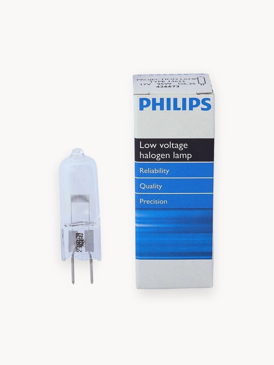 Лампа галогенная PHILIPS 14623 17V 95W G6.35 3050K, 2150 Лм, 2000 часов, d13.5x50мм, 1 штука