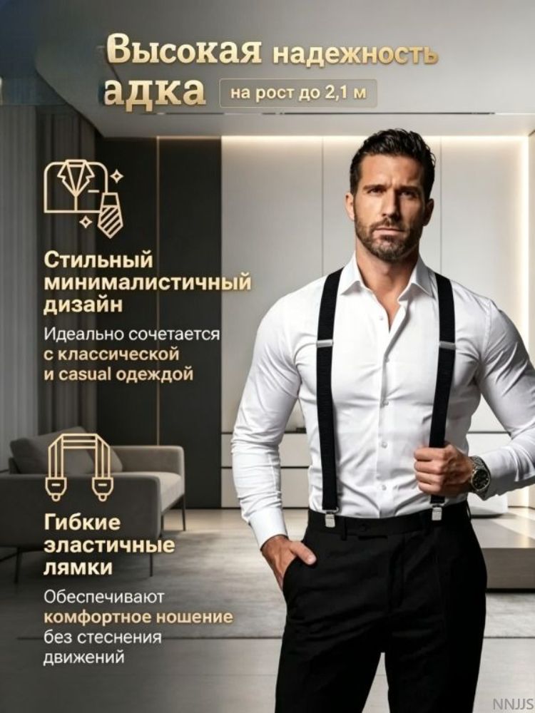 Подтяжки  для мужчин, черный — фото 1