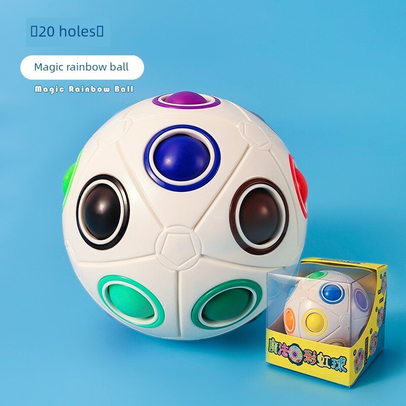 Игрушка-головоломка с 20 отверстиями и радужным шаром для детей 1-3 лет, обучающая игра для развития внимания и