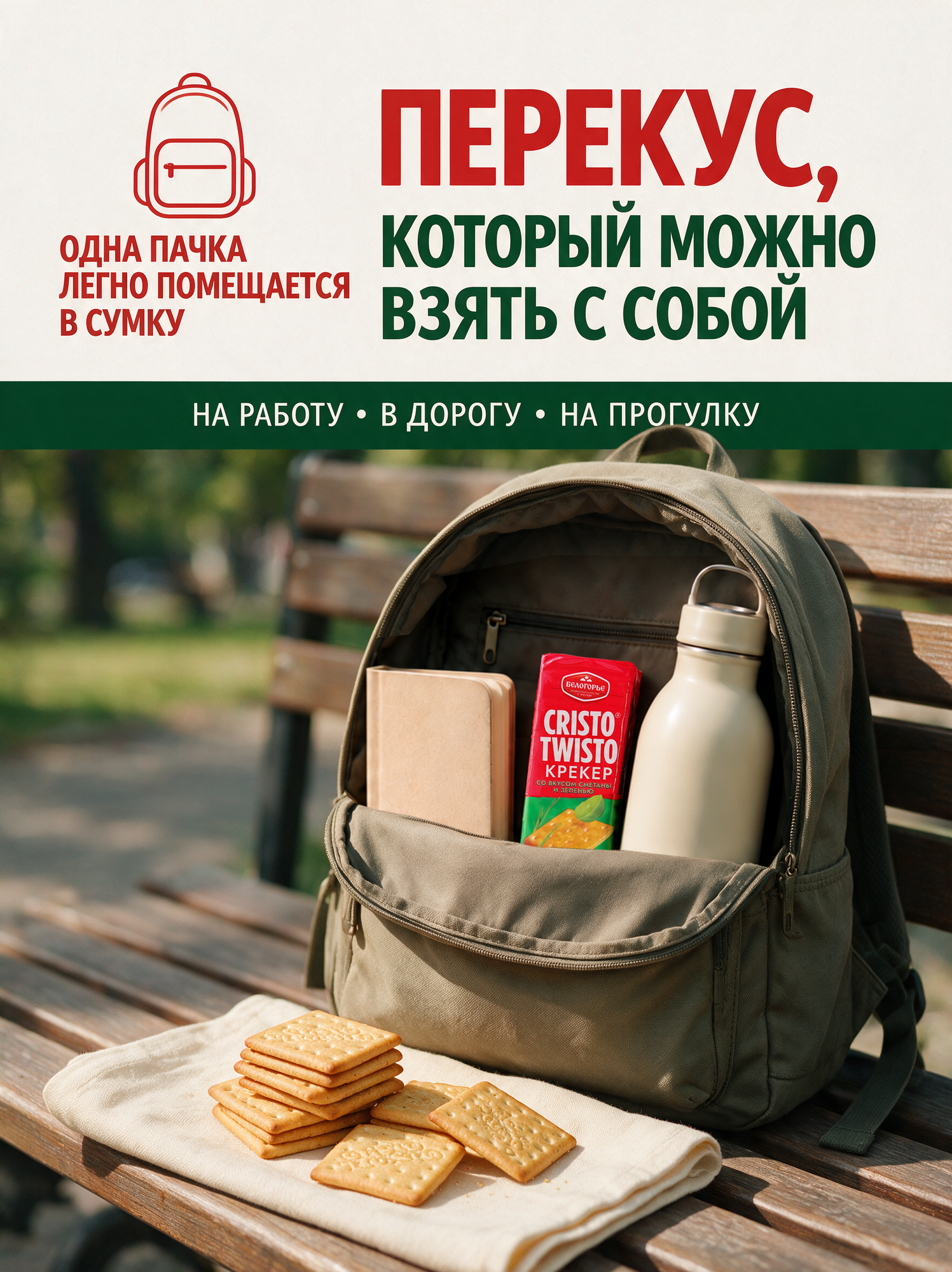 Крекер кристо-твисто сметана и зелень Белогорье 615 г, 3 упаковки по 205 г