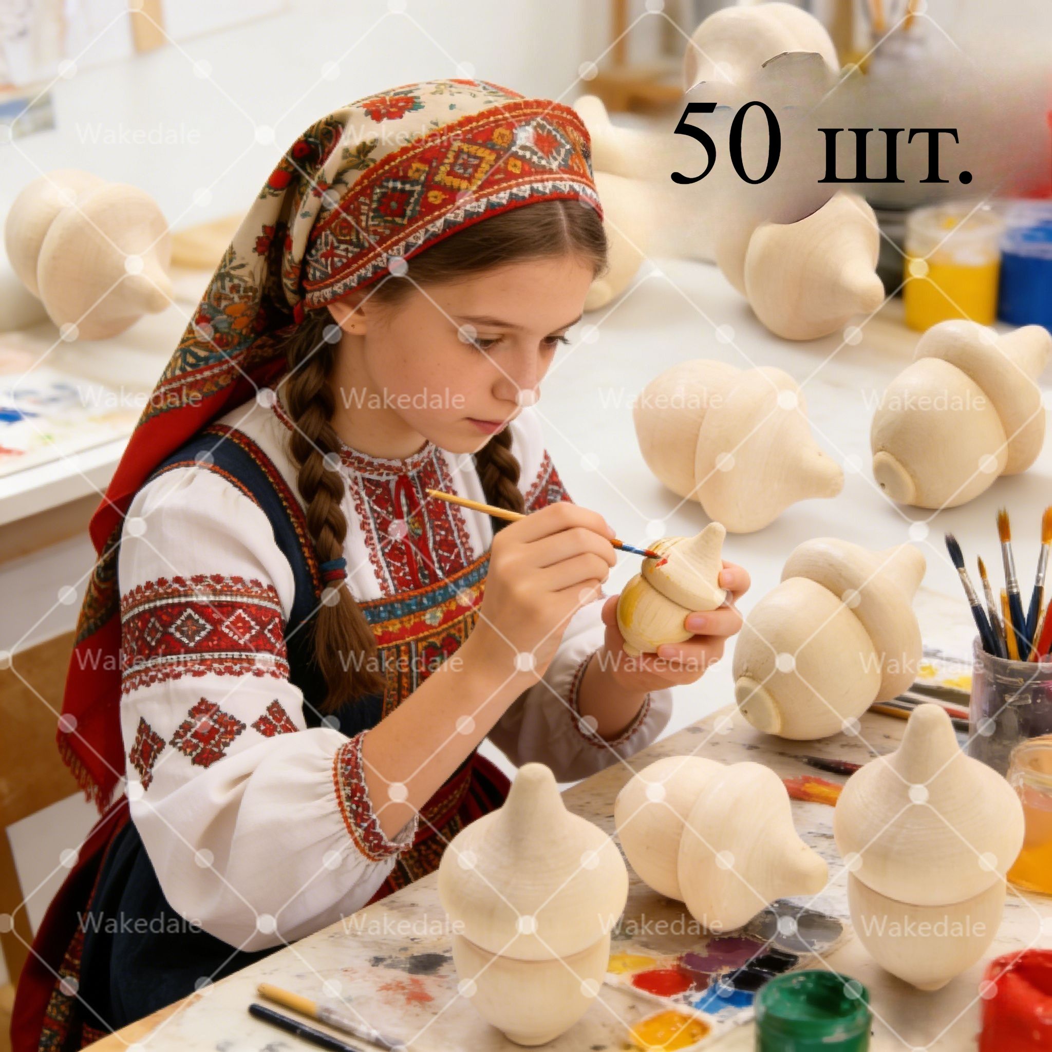 60 шт. 2.3*3.6cm. Украшения в пасторальном стиле, самодельные детские игрушки-раскраски из цельного дерева, маленькие желуди, украшение для дома