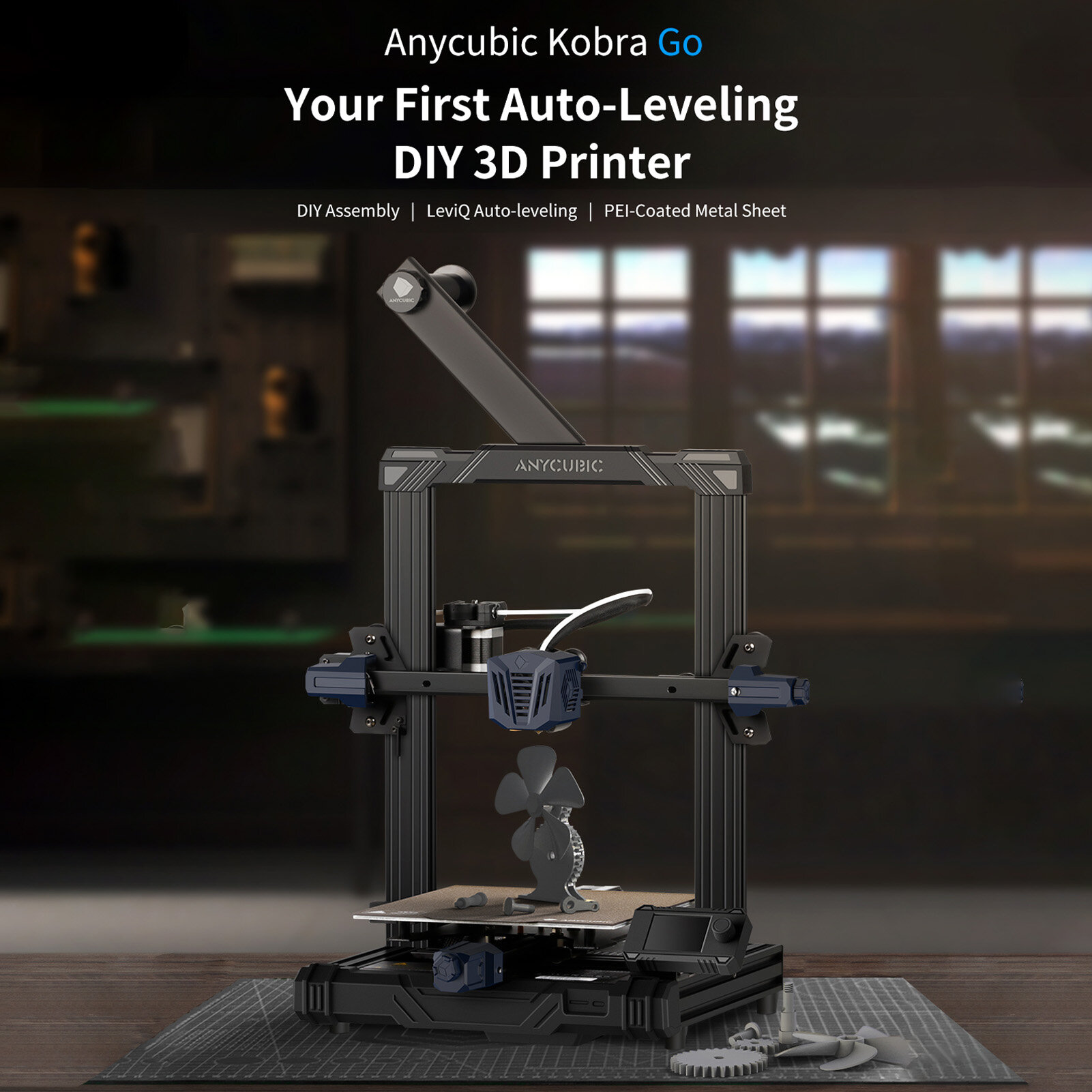 3D принтер Anycubic Kobra Go, 220x220x250мм, автоуровень, PLA/ABS/PETG/TPU