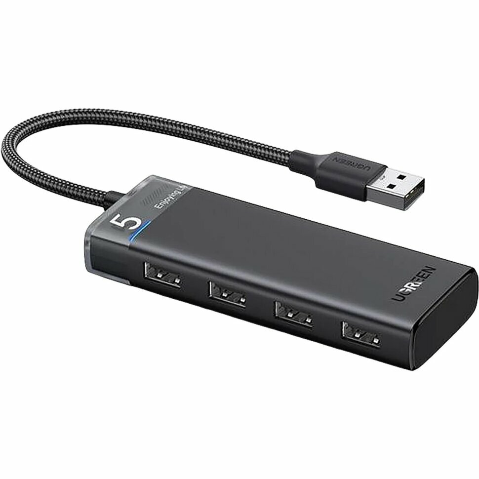 Разветвитель USB UGREEN CM653 (15548) 4-Port USB-A Hub, черный, 1951287