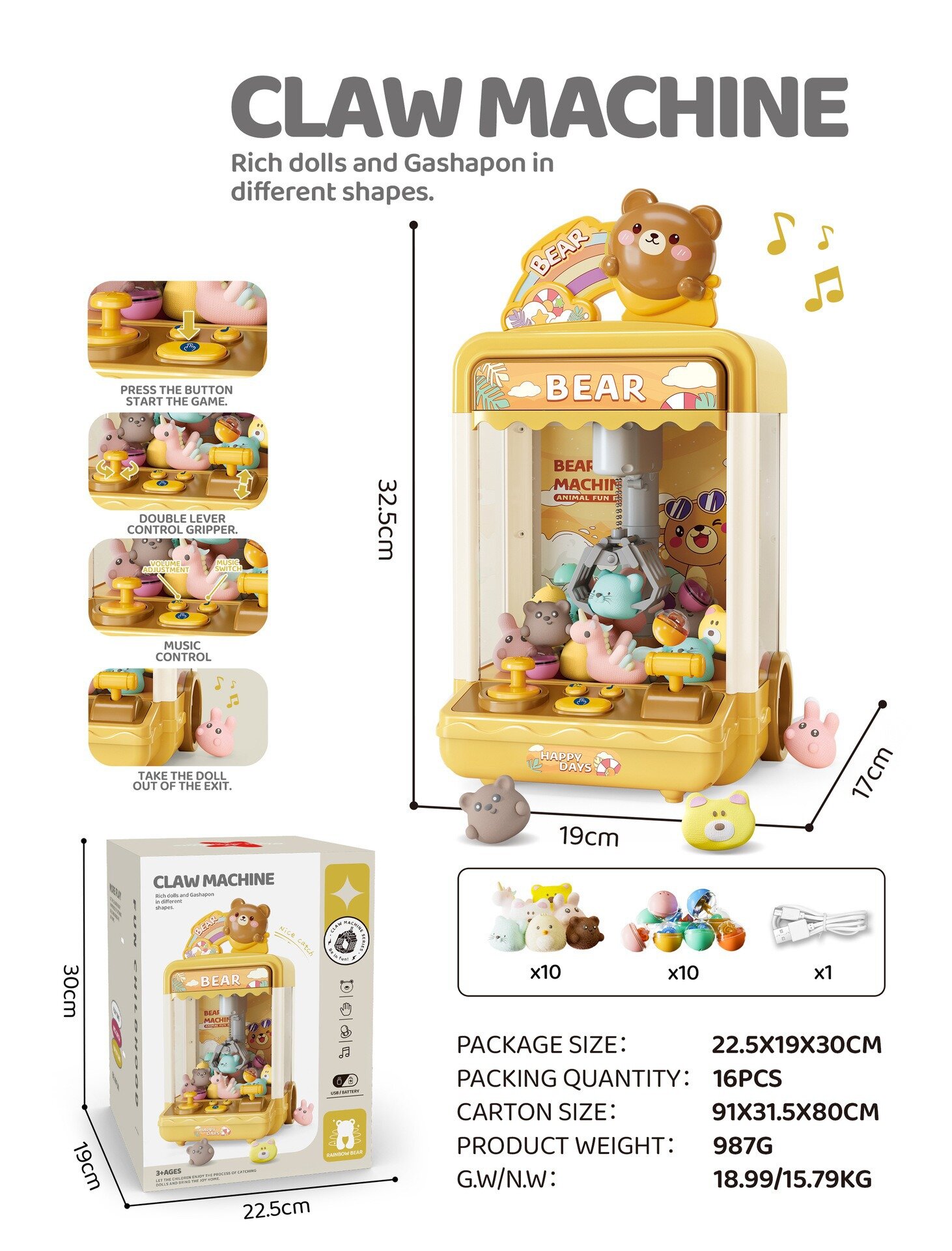 Большой автомат для ловли игрушек с подсветкой и звуковыми эффектами, детская игрушка для ловли кукол, монетоприемный гашапон, подарок на день рождения для девочек и мальчиков.
