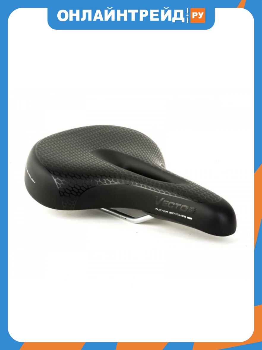 Седло Author 8-31048050 комфортное VECTOR ERGO GEL VACUUM 285х185мм легкая пена высокой плотности с гелем, черное