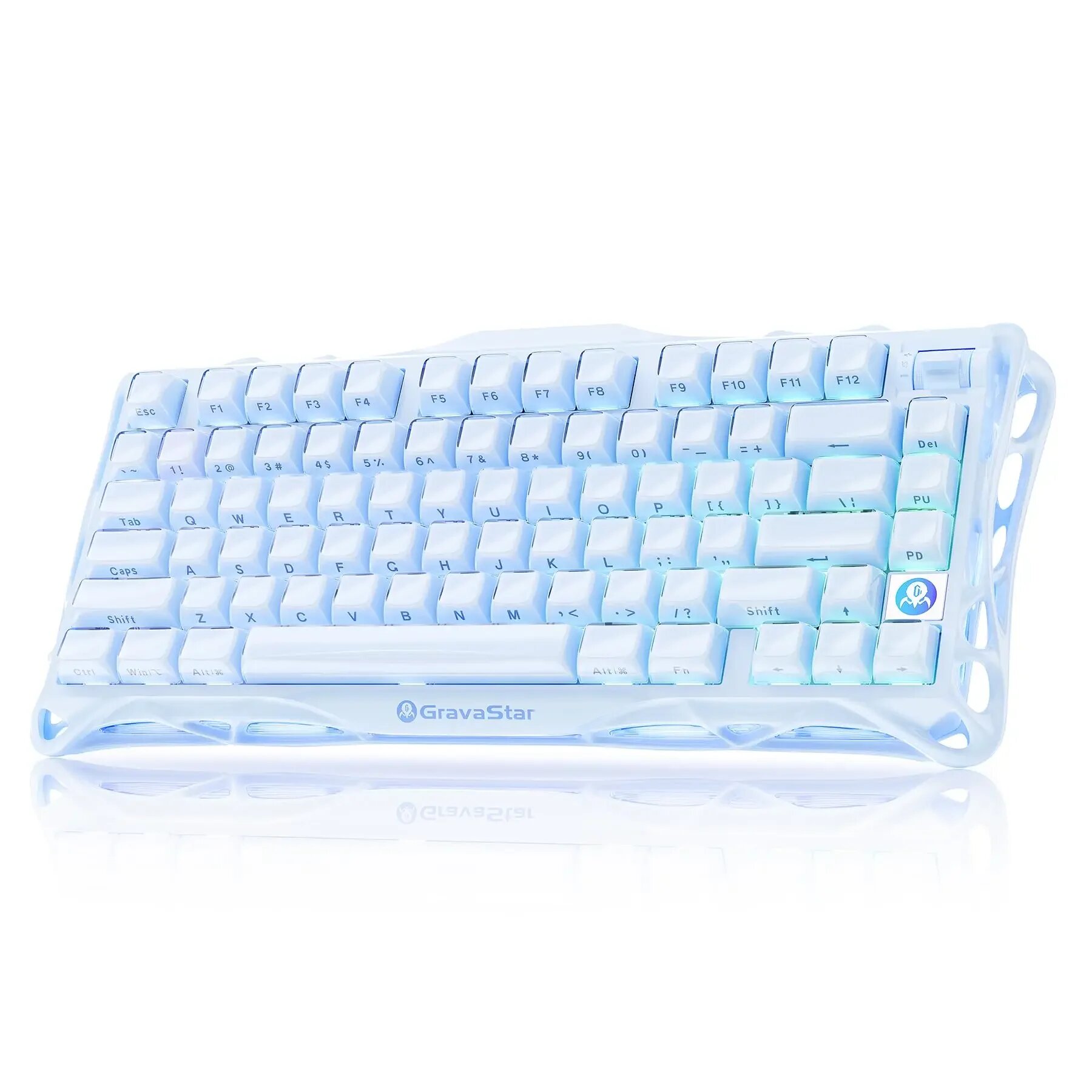GravaStar Mercury K1 75% Pink беспроводная механическая клавиатура Голубой, blue