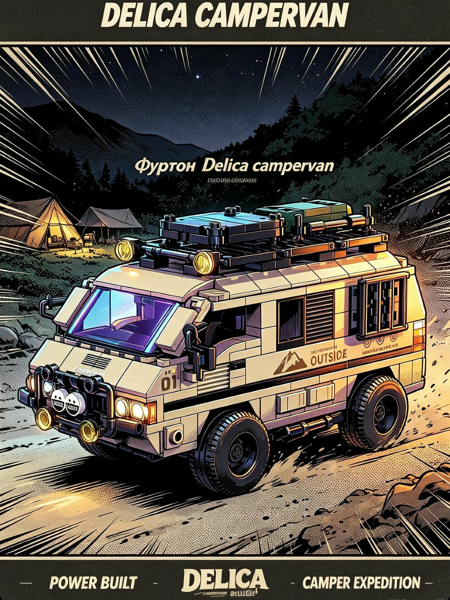 Модель кемпингового автобуса Delica в наборе деталей, масштаб 1:32, коллекционная модель с контейнером, подарочная версия сборная модель масштабная миниатюра автобус