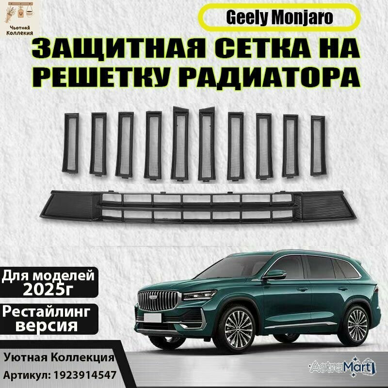 Эксклюзивная решетка радиатора для модели Geely Monjaro 2025 рестайлинг надежно защищается сеткой
