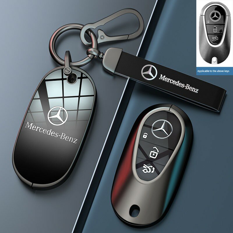 Крышка для ключа Mercedes-Benz с металлическим замком-эмблемой градиентного черного чернильного оттенка для моделей