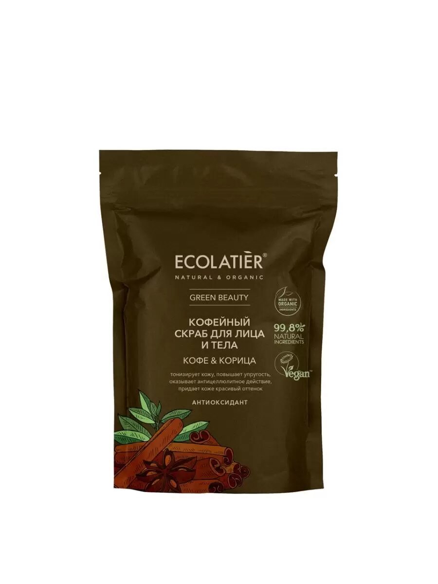 Скраб для лица и тела ECOLATIER GREEN BEAUTY Кофе Корица 40 г