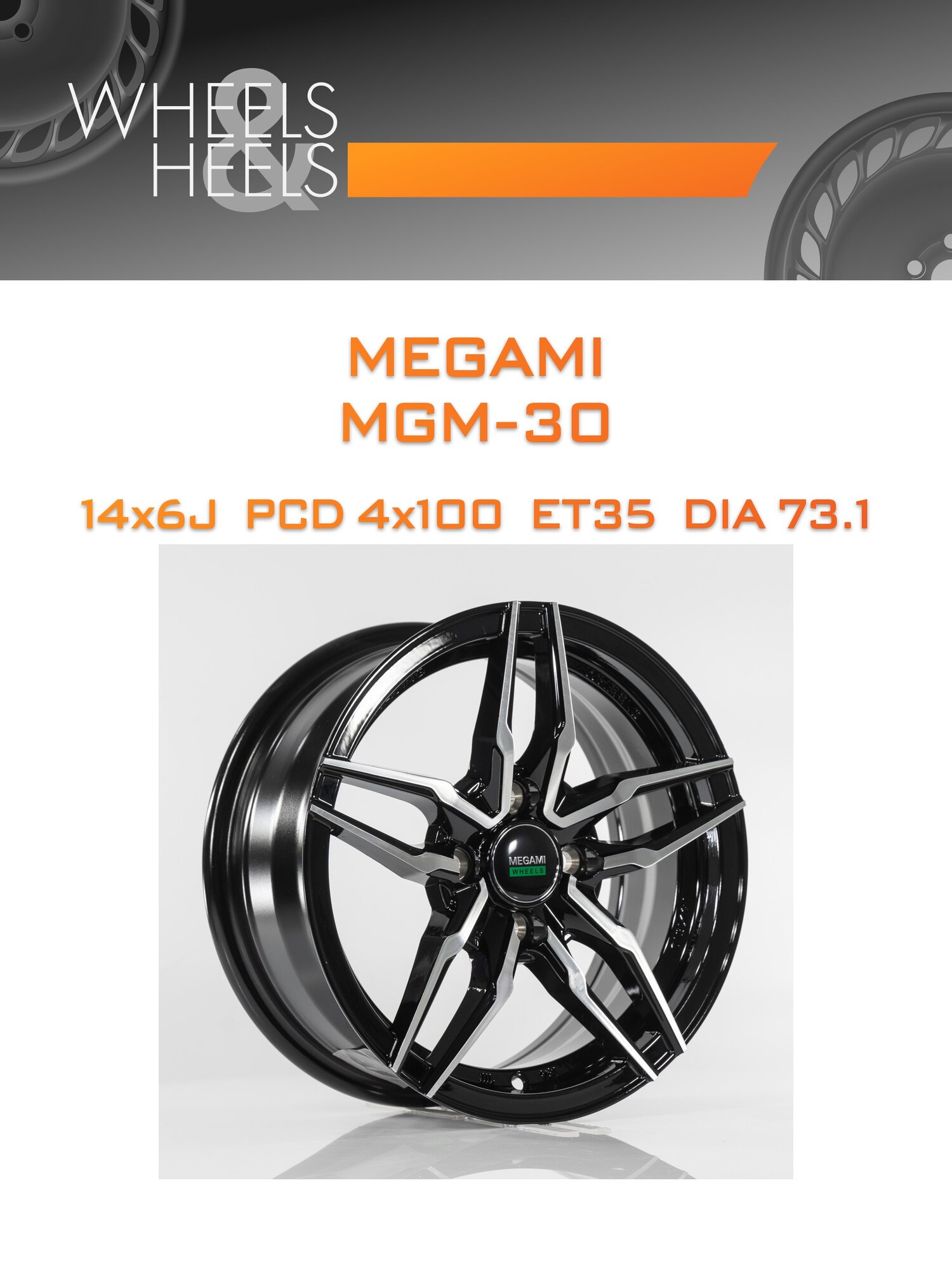 Диск автомобильный литой Megami MGM-30 14x6 4x100 et35 dia73.1 bkf