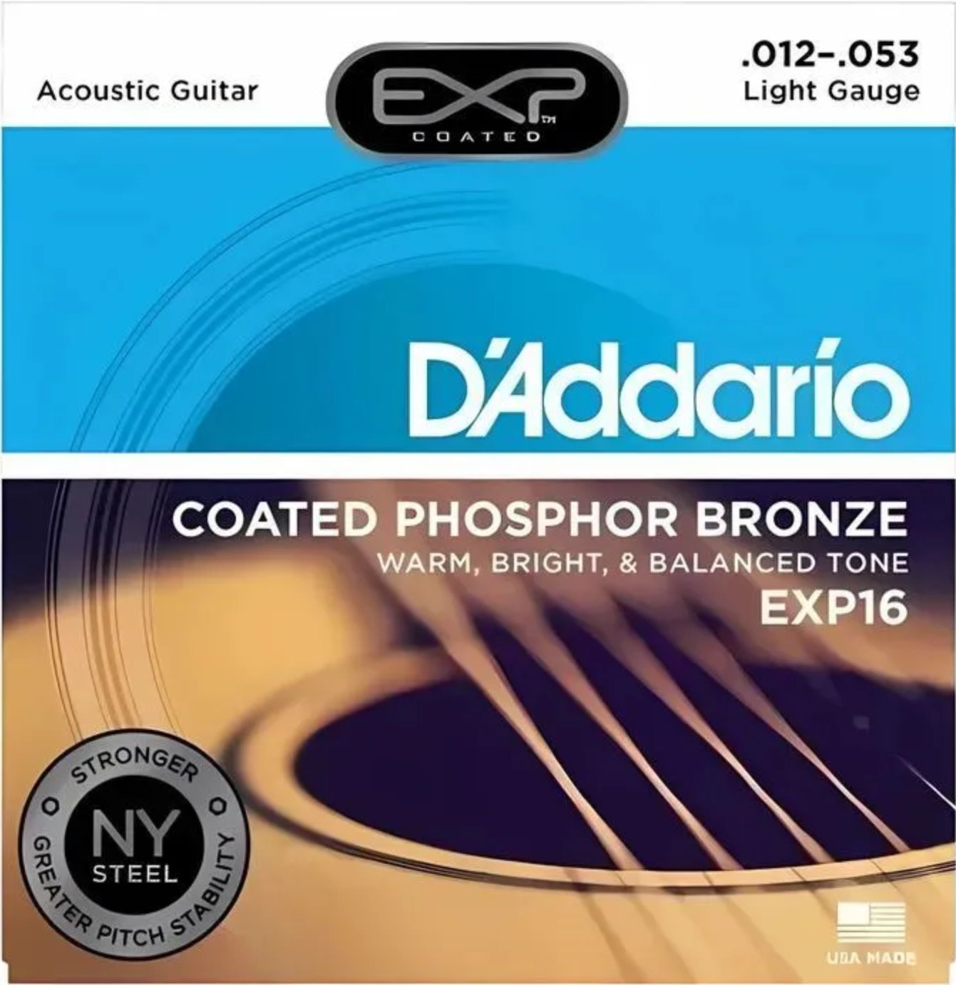 Комплект струн для акустической гитары Daddario EXP 16, Daddario комплект 6 струн