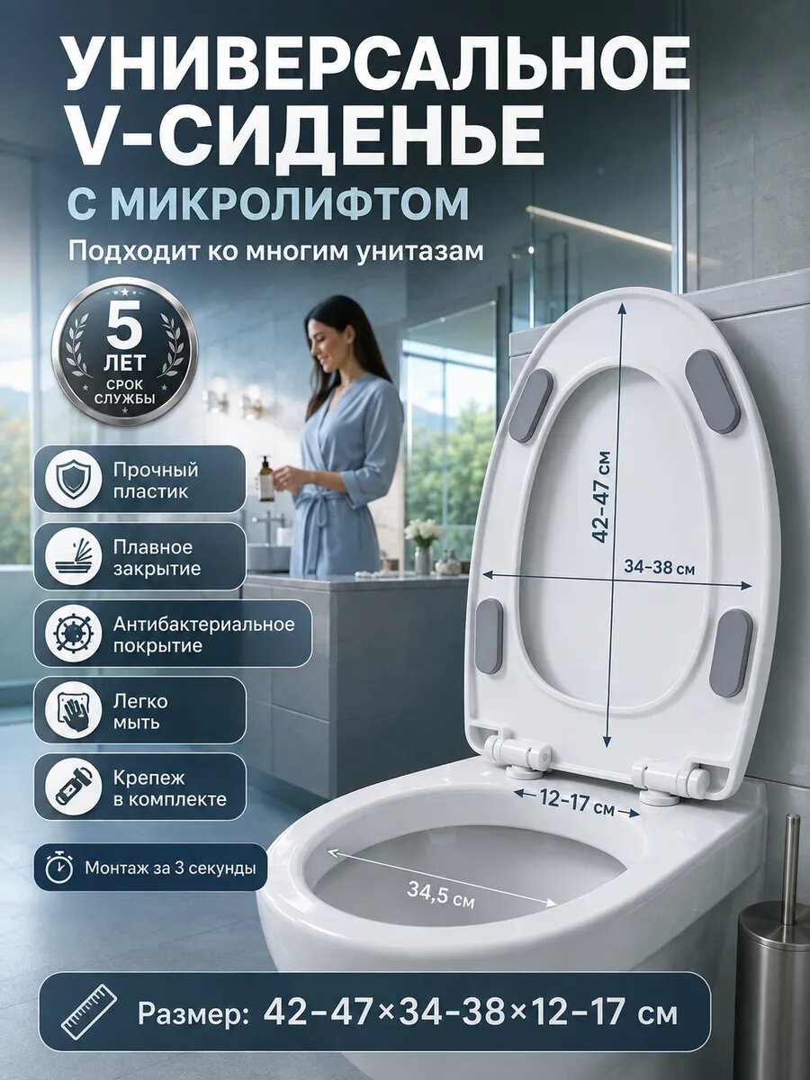 Сиденье для унитаза SANTEK, ROSA, SANITA с микролифтом