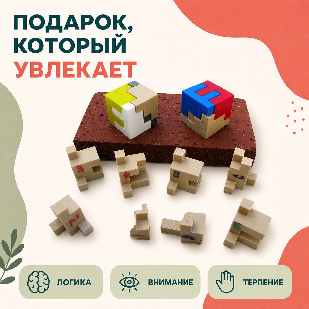 3D-пазл сборный кубический, PLA, 3D-печать, арт. PZ-PUZ-CC-16d9875a8c25