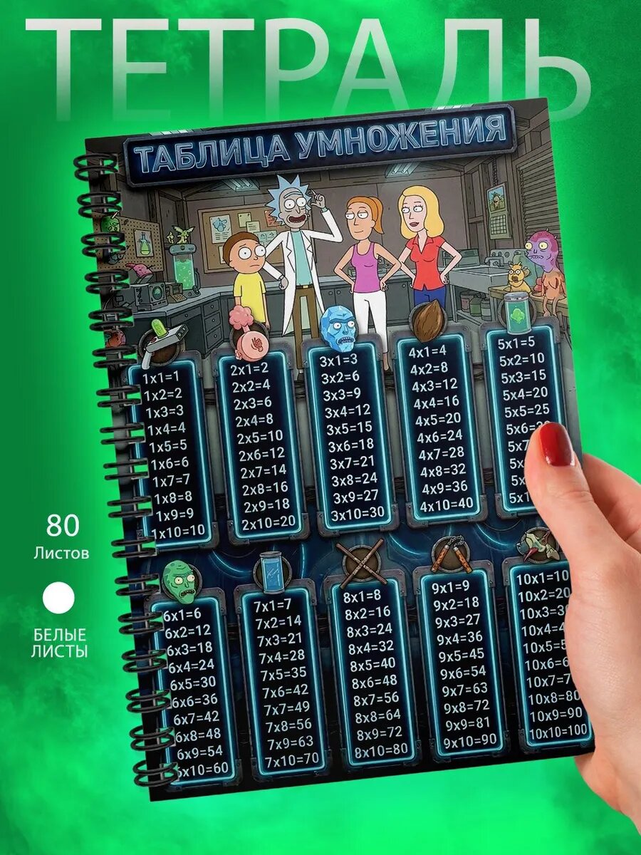 Тетрадь А5- Таблица умножения - Рик и Морти - Rick and Morty