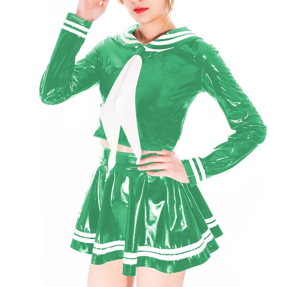 Комплект sailor dress wetlook полиэстер с пандексом Изумрудный, XXXL, зеленый