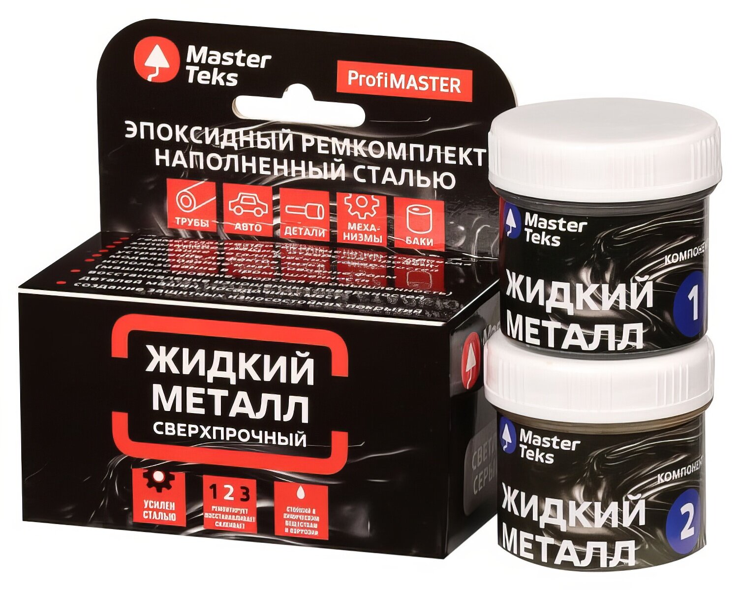 Ремкомплект эпоксидный MASTERTEKS PM сверхпрочный с металлом 160г светло-серый