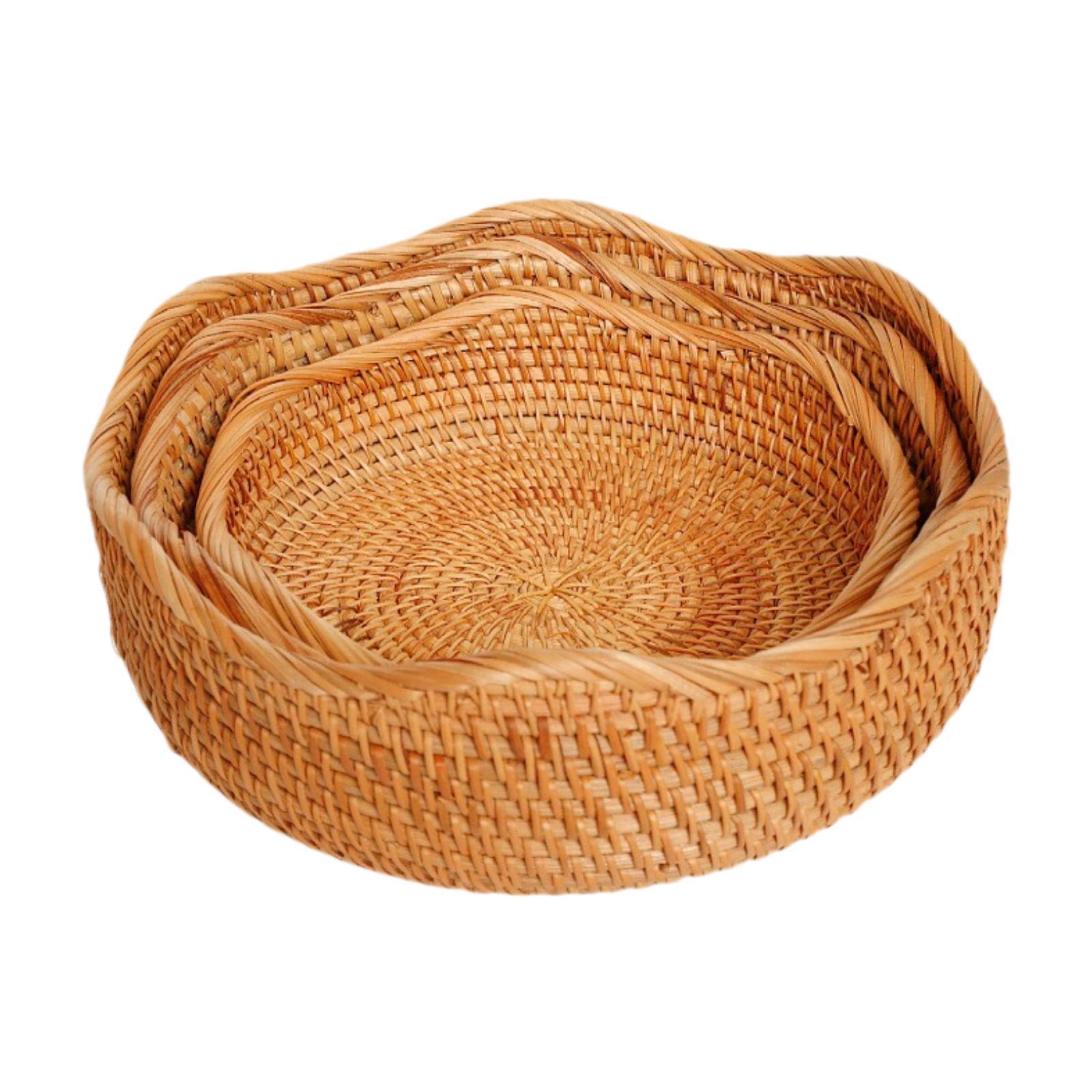 3 шт. Корзины для фруктов из ротанга, плетеные миски для хранения фруктов, для обеденного стола, домашнего завтрака.