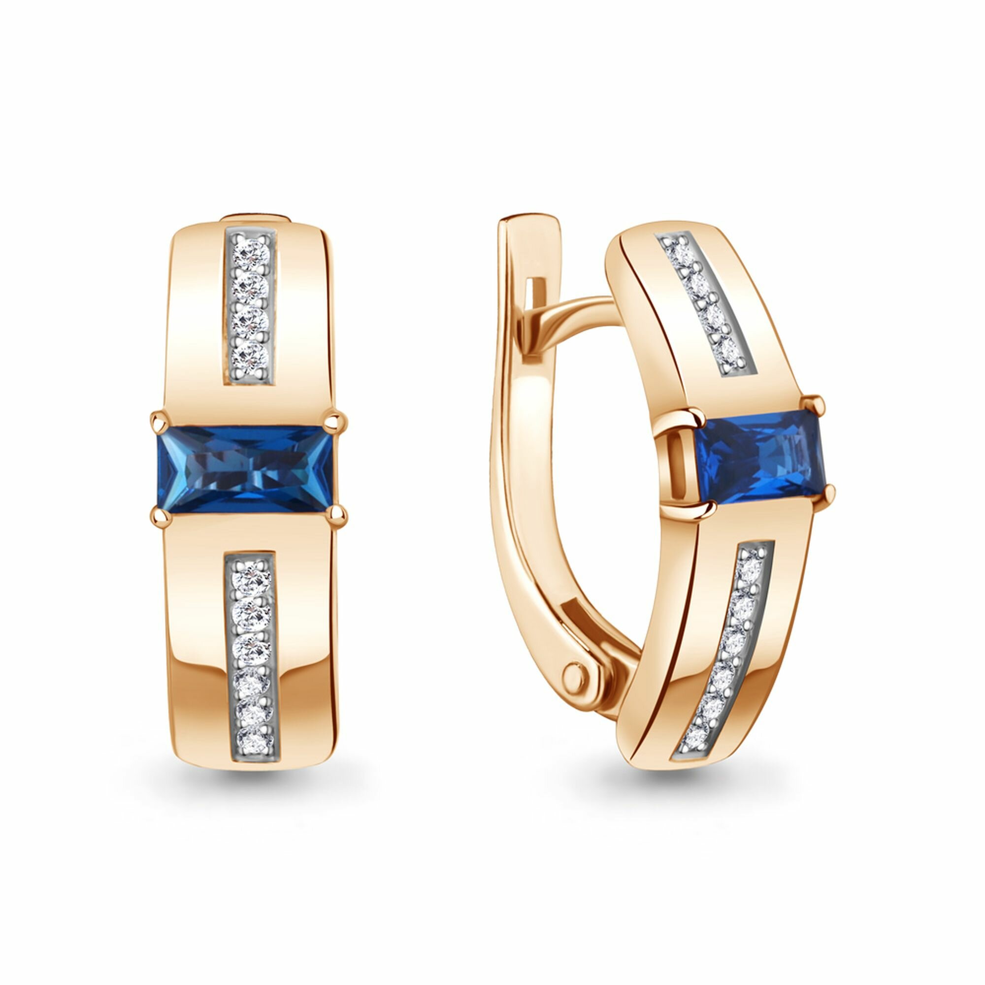 Серьги Diamant online, красное золото, 585 проба, бриллиант, сапфир