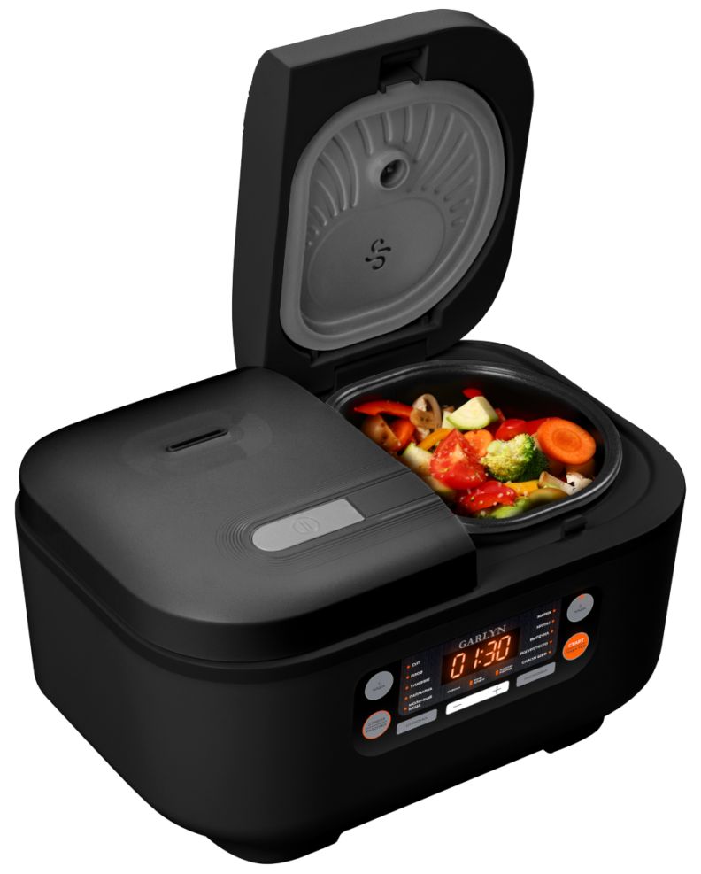 GARLYN Мультиварка MR-DUO 5, 2 чаши (1,5л+1,5л), 10 автоматических программ, черный