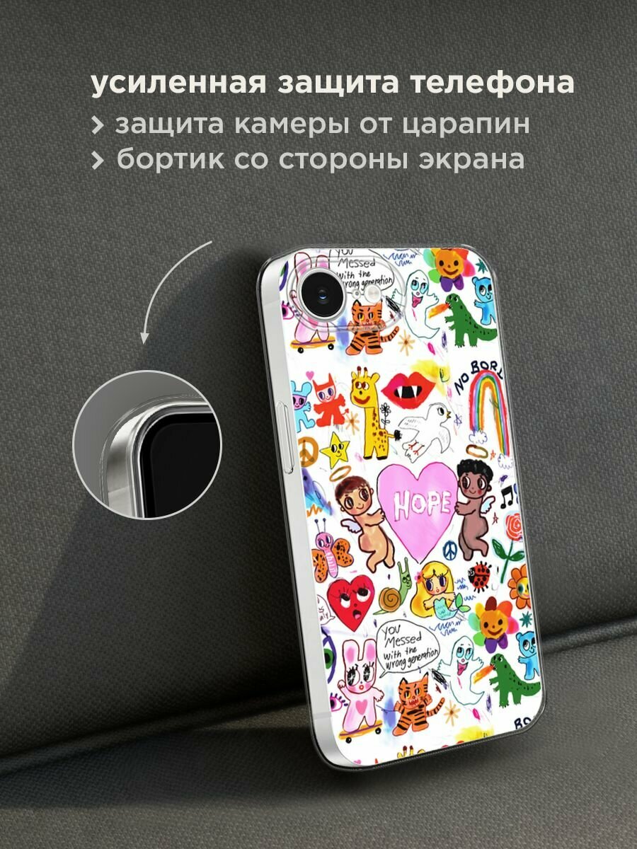 Чехол на Apple iPhone 16e/17e / Айфон 16е/17e с принтом "Милые рисунки" — фото 1