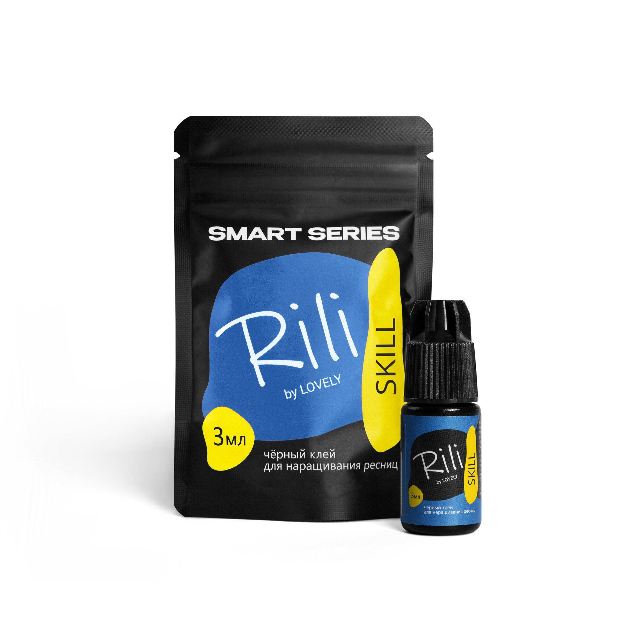 Клей для наращивания ресниц Rili SKILL, черный, 3 мл, термопакет