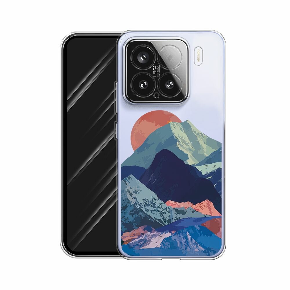 Чехол на Xiaomi 15 / Сяоми 15 с принтом "Закат в снежных горах", прозрачный — фото 1