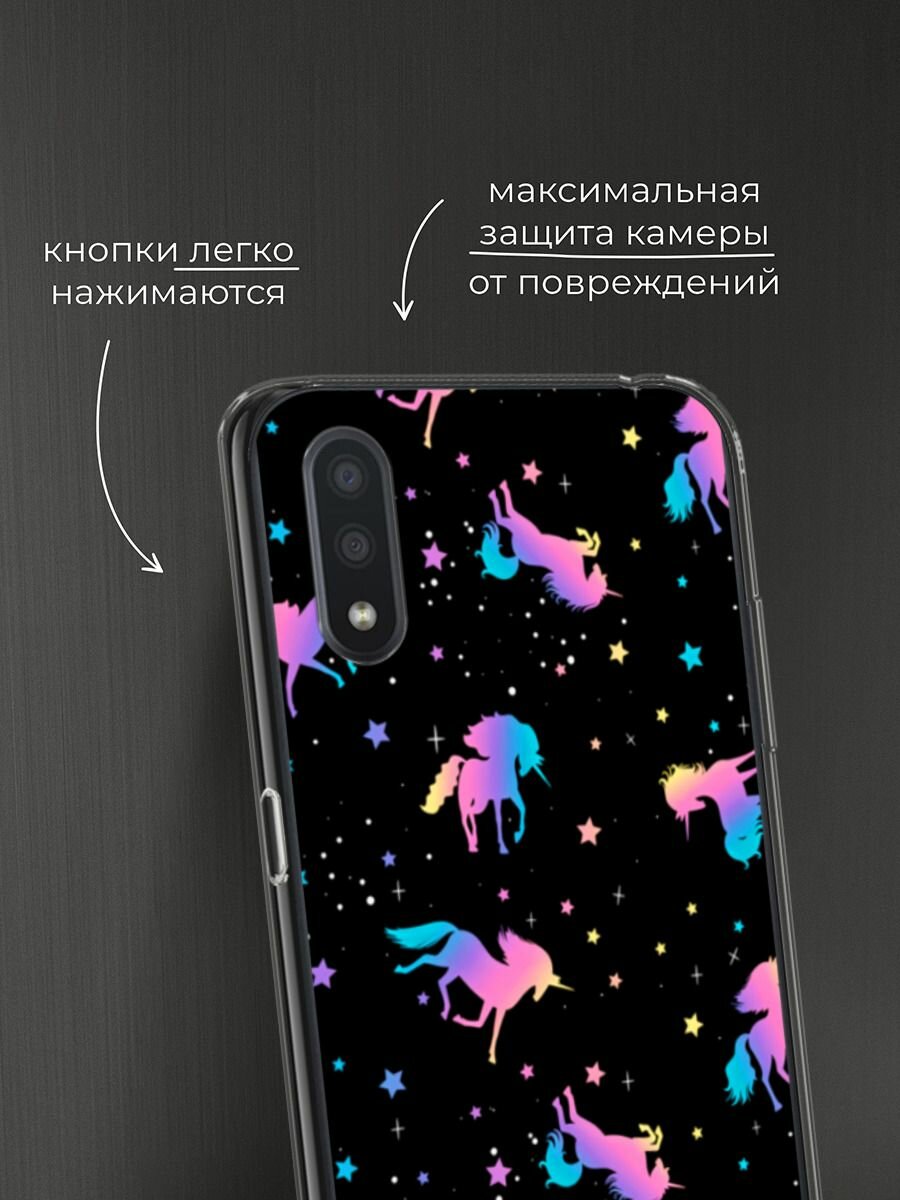 Чехол на Samsung Galaxy A01 / Самсунг Гэлакси А01 с принтом "Единороги градиент" — фото 1