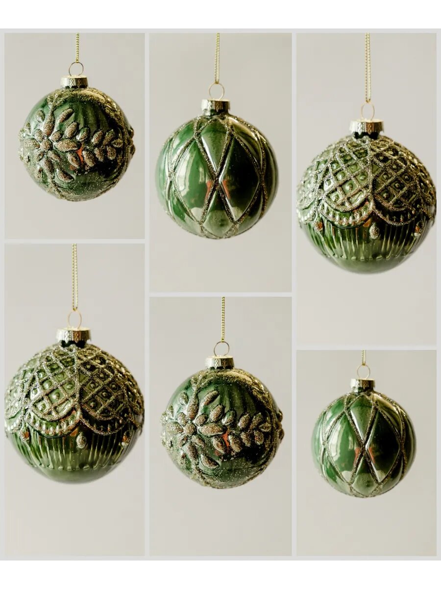 Стеклянные елочные игрушки набор 12шт.