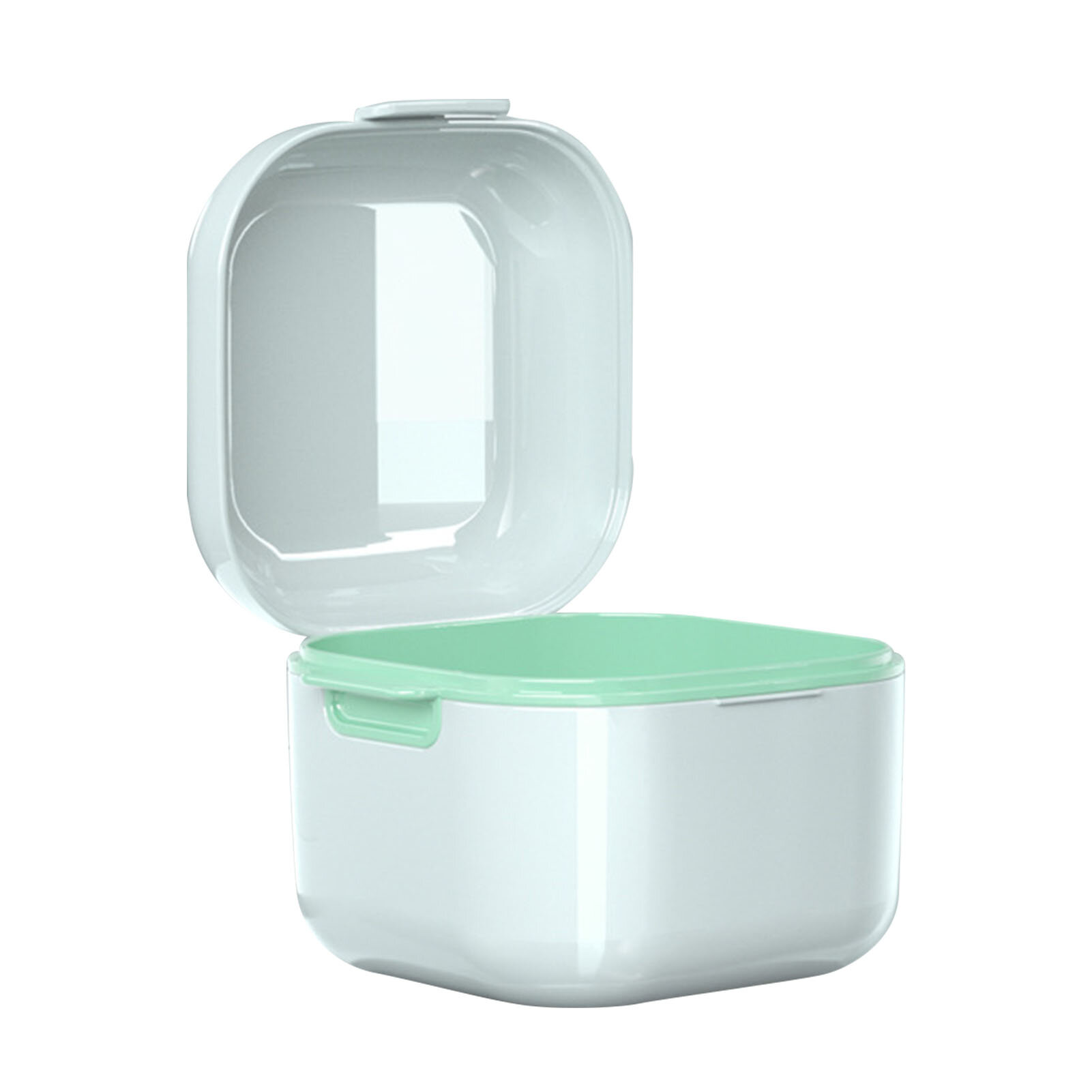 Футляр для хранения зубных протезов, портативный компактный контейнер для замачивания зубных протезов, многофункциональный футляр для хранения искусственных зубов для дома и путешествий, бирюзовый, белый