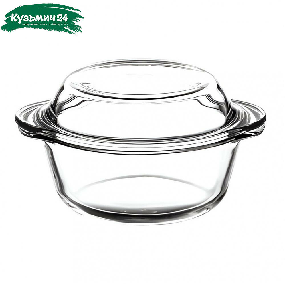 Кастрюля стеклянная Borcam 59033-1017150 с крышкой, круглая, 1 л