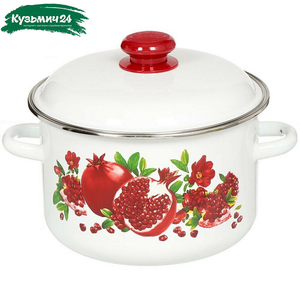 Кастрюля эмалированная Гранатовый сок Сибирские товары 4л. 1МD201М