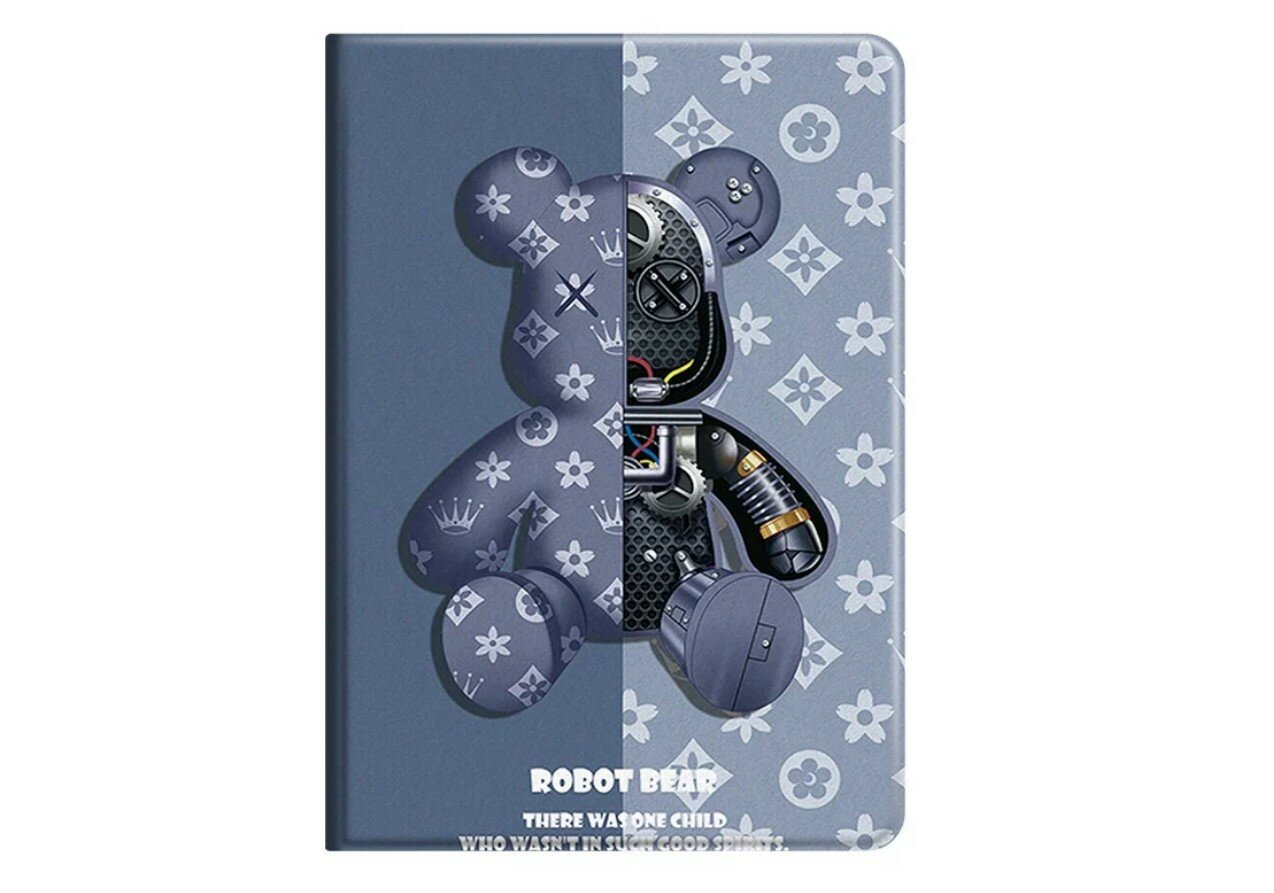 Чехол для планшета MyPads Xiaomi Pad 5 Pro 12.4 из эко-кожи с рисунком прикольный детский тематика Мишка Kaws серый