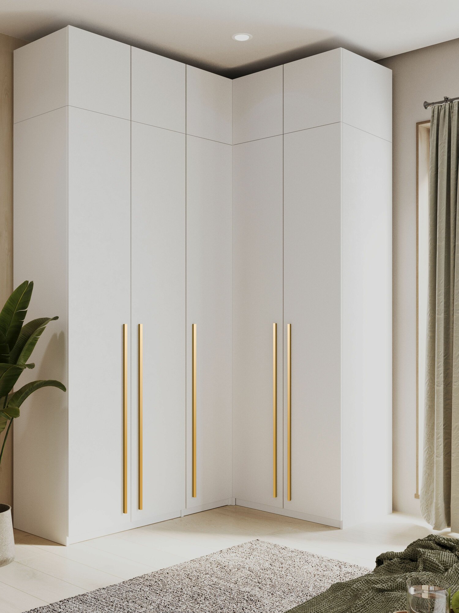 Угловой шкаф для одежды распашной с ящиками и антресолью, Принцесса Мелания, Белый, 2600х1700х1300мм