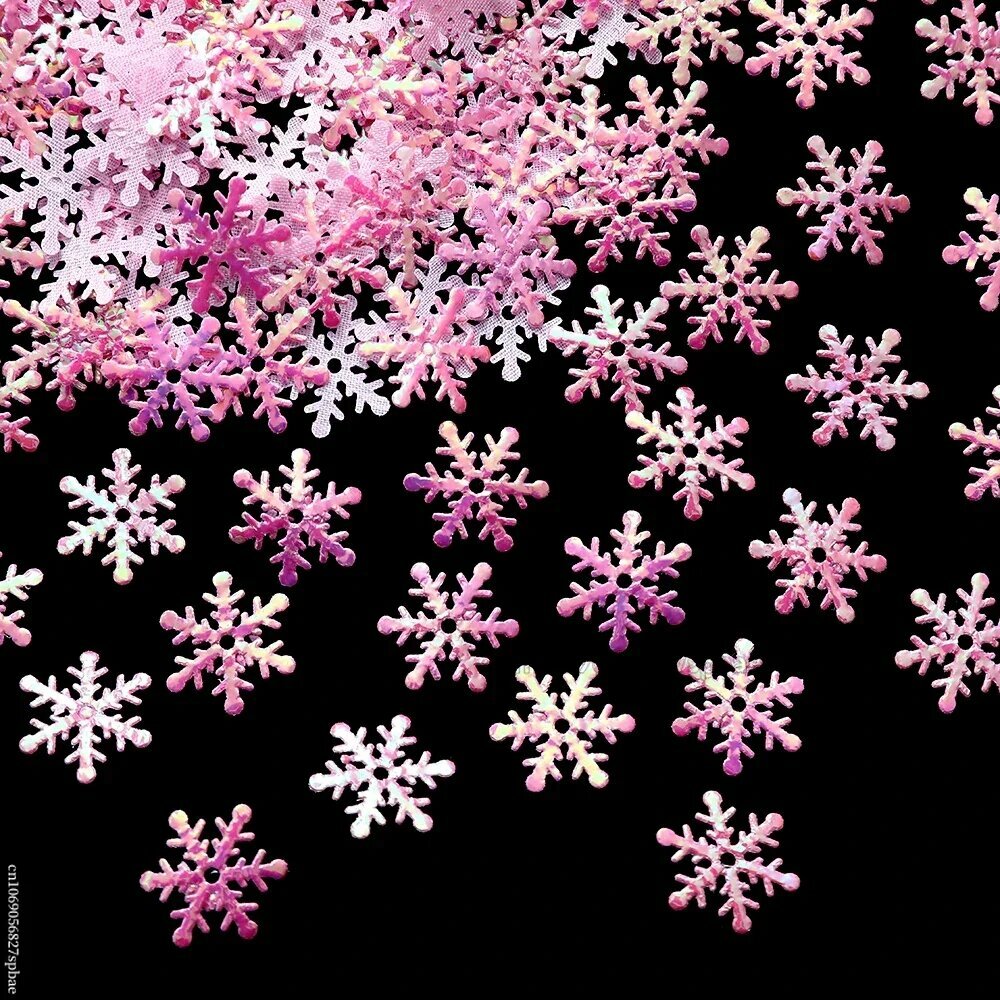 Рождественские снежинки 2 см 300 шт Розовый, Розовый