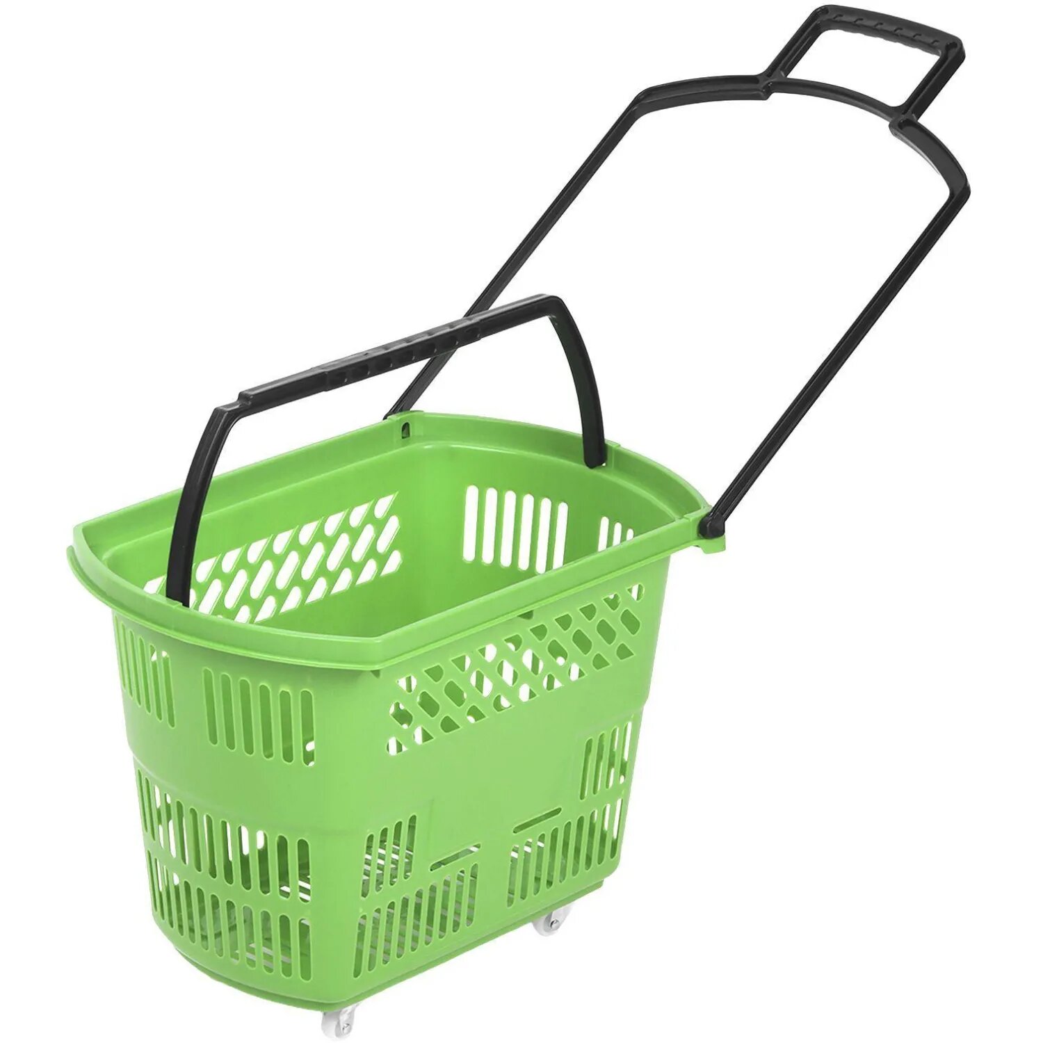 Корзина-тележка REK_Комус Мебель B35C. ECO. GR. BL 35л зелен. с чер. руч
