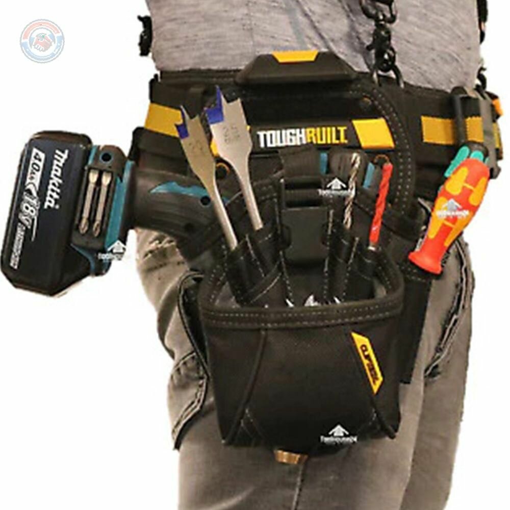 Сумка для инструментов ToughBuilt TB-CT-20-LX, кобура с 15 карманами и клипсой ClipTech, поясная сумка для дрели и шуруповёрта, универсальная органайзер-система для мастера