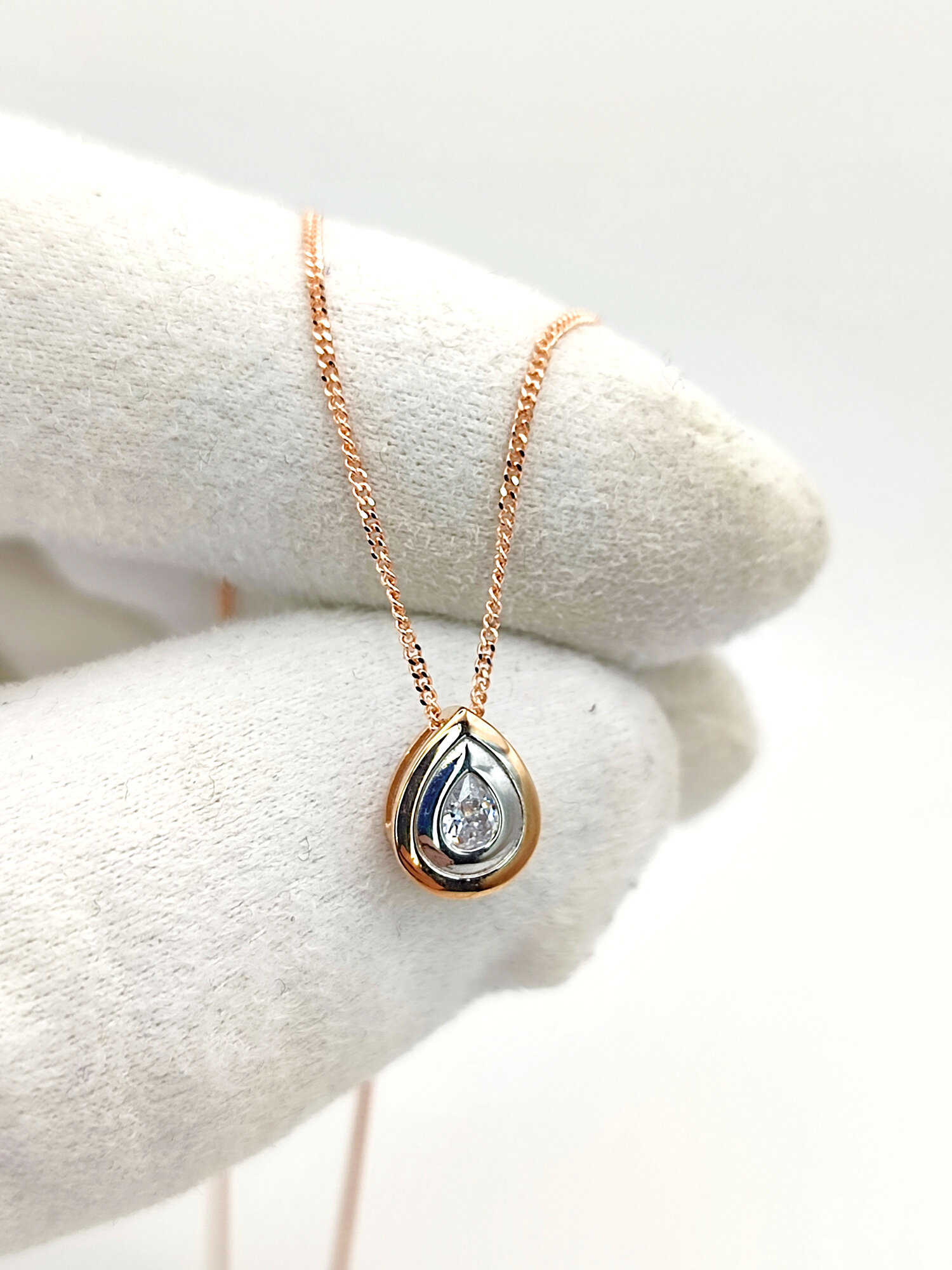 Подвеска, красное золото, 585 проба, родирование, фианит